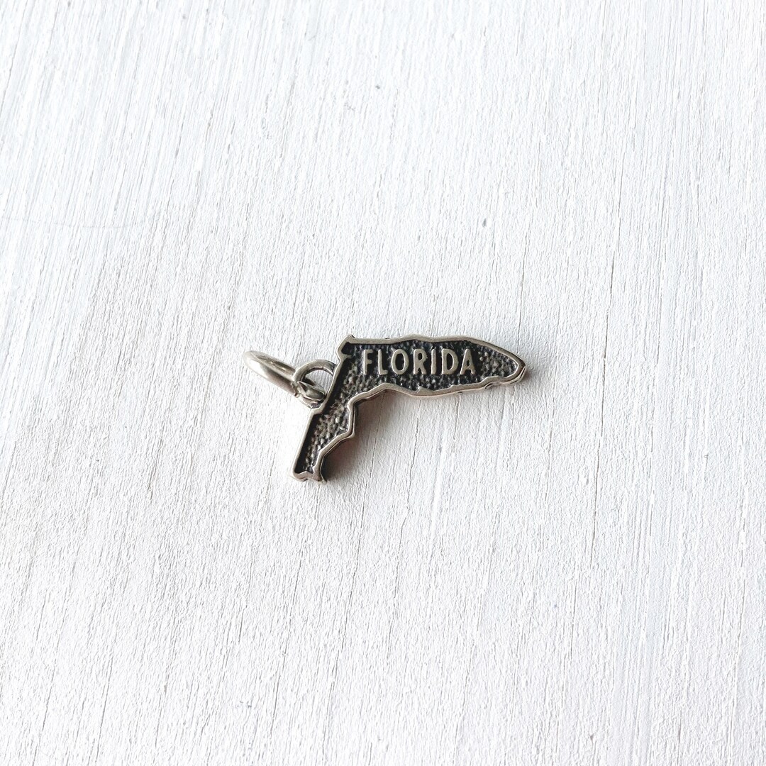 Sterling Silver Florida Map Charm USA State Charm Pendant Vintage - Etsy