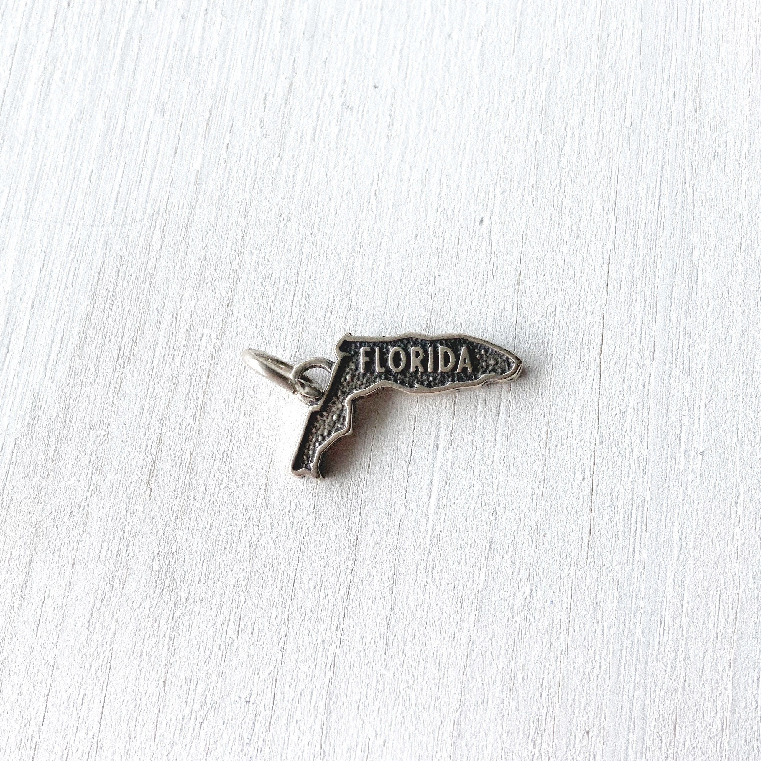 Sterling Silver Florida Map Charm USA State Charm Pendant - Etsy