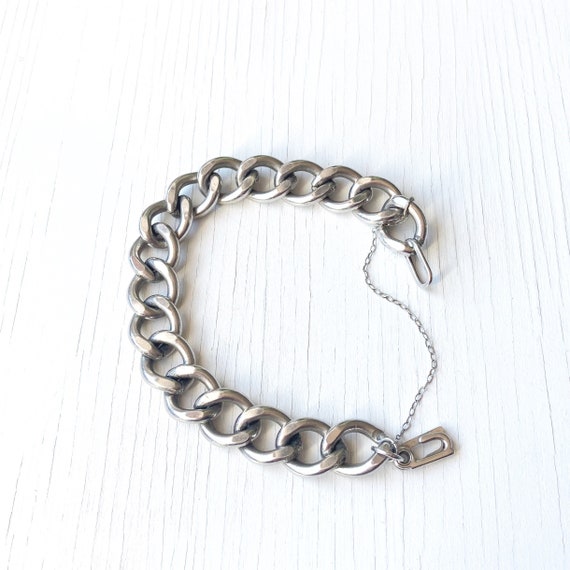 Heavy Sterling Silver Link Bracelet | Thick Curb Link… - Gem
