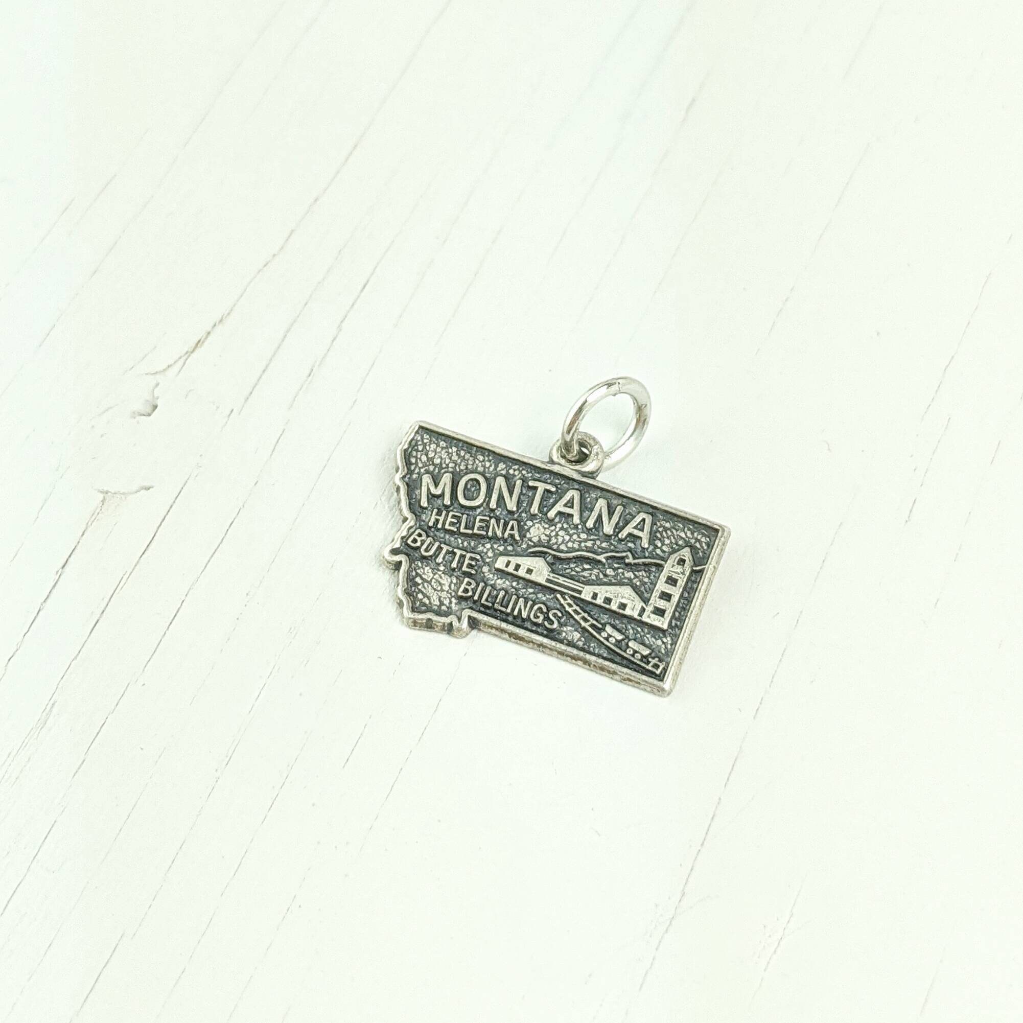 Sterling Silver Montana Map Charm USA Travel Charm - Etsy