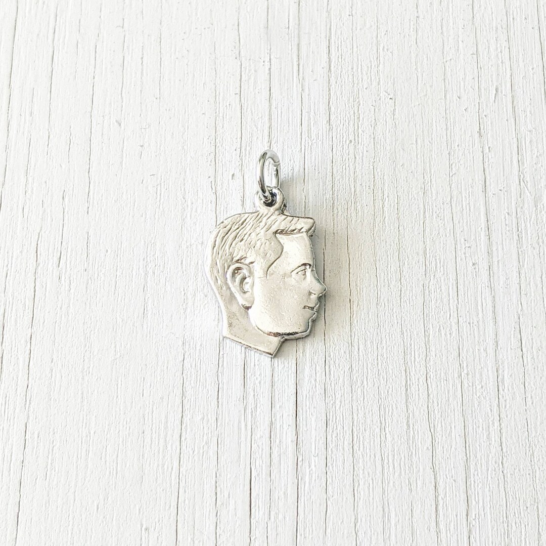 Sterling Silver Boy Profile Charm Son Charm Pendant Vintage - Etsy