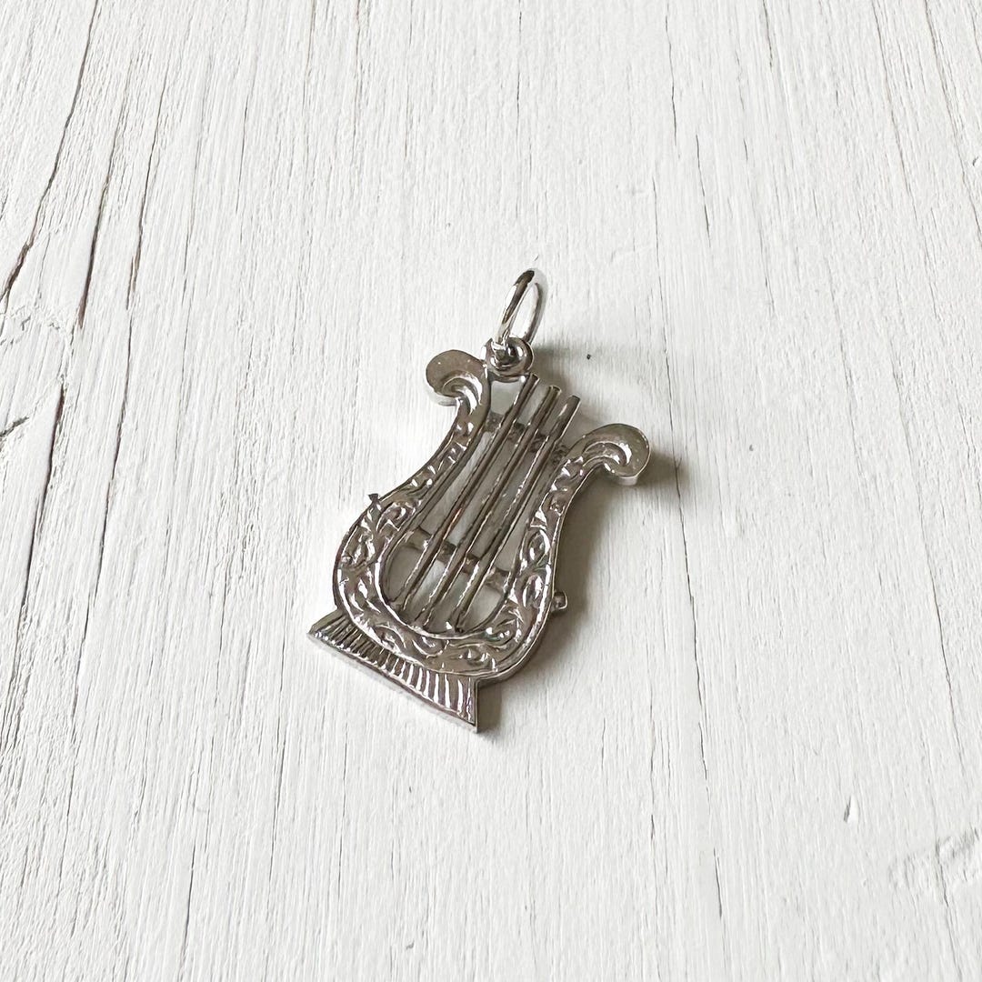 Vintage Lyre Charm | Harp Pendant | Musical Instrument | Sterling ...