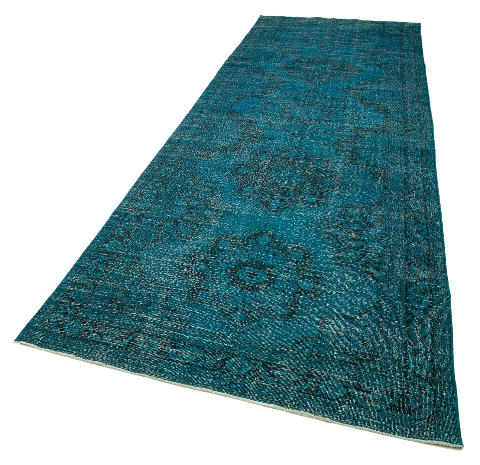 Turquoise Runner Rug Handmade Turkish Ovedyed Long Runner 4x14 Runner ...