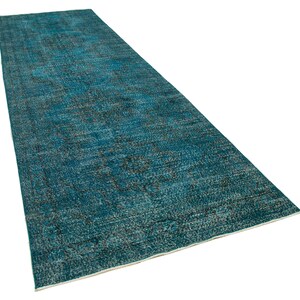 Turquoise Runner Rug Handmade Turkish Ovedyed Long Runner 4x14 Runner ...