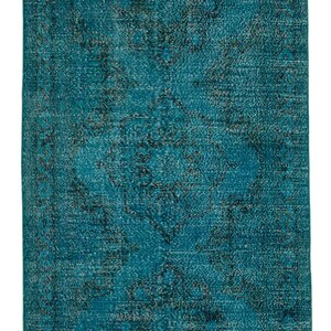 Turquoise Runner Rug Handmade Turkish Ovedyed Long Runner 4x14 Runner ...