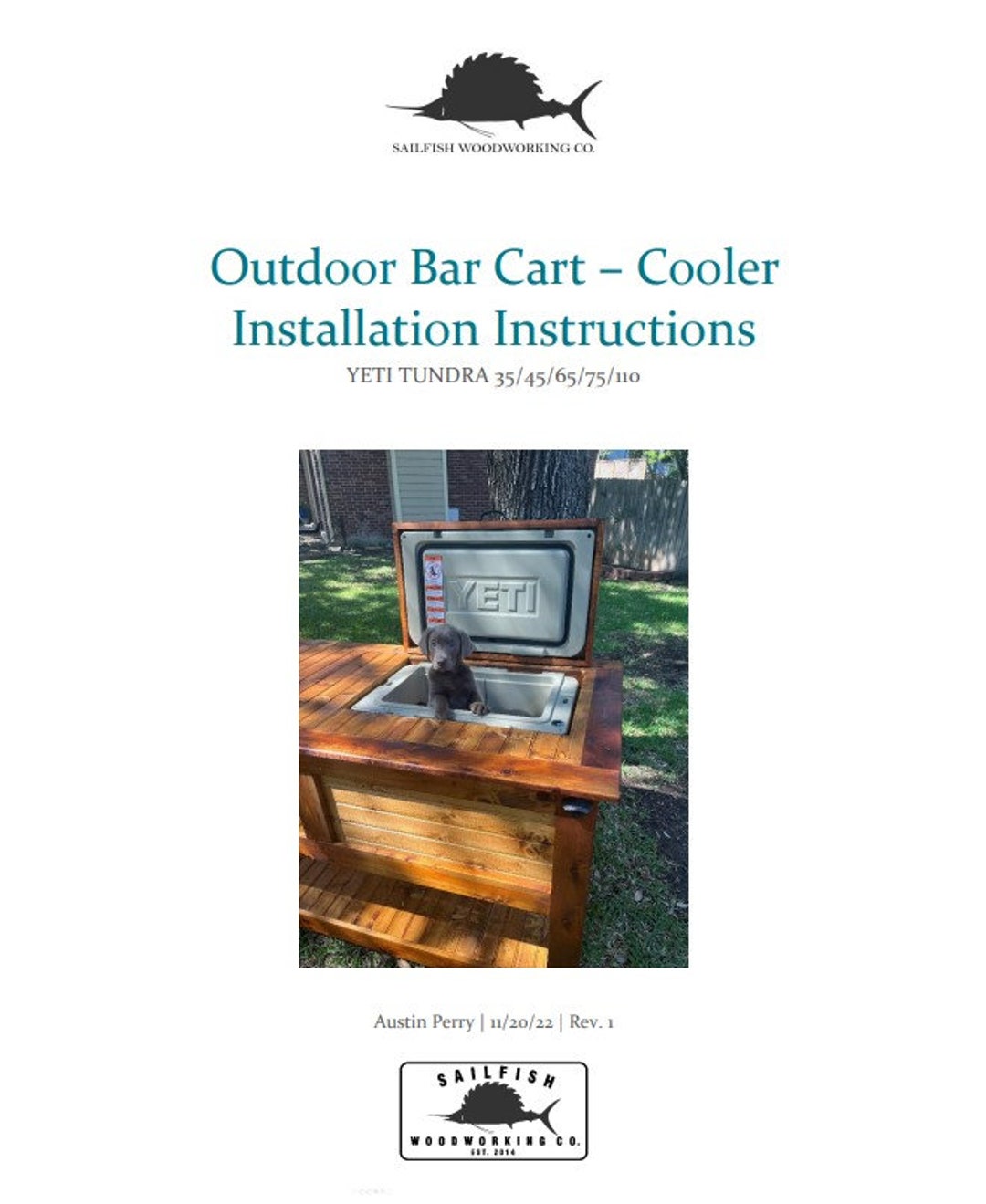 Outdoor Bar Cart - YETI Install Instructions || Hardware List - Etsy