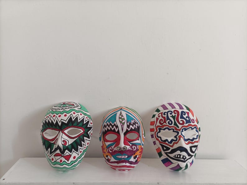 Hand-painted Cubist Mask, Wearable Art, Unique Wall Decor - Etsy