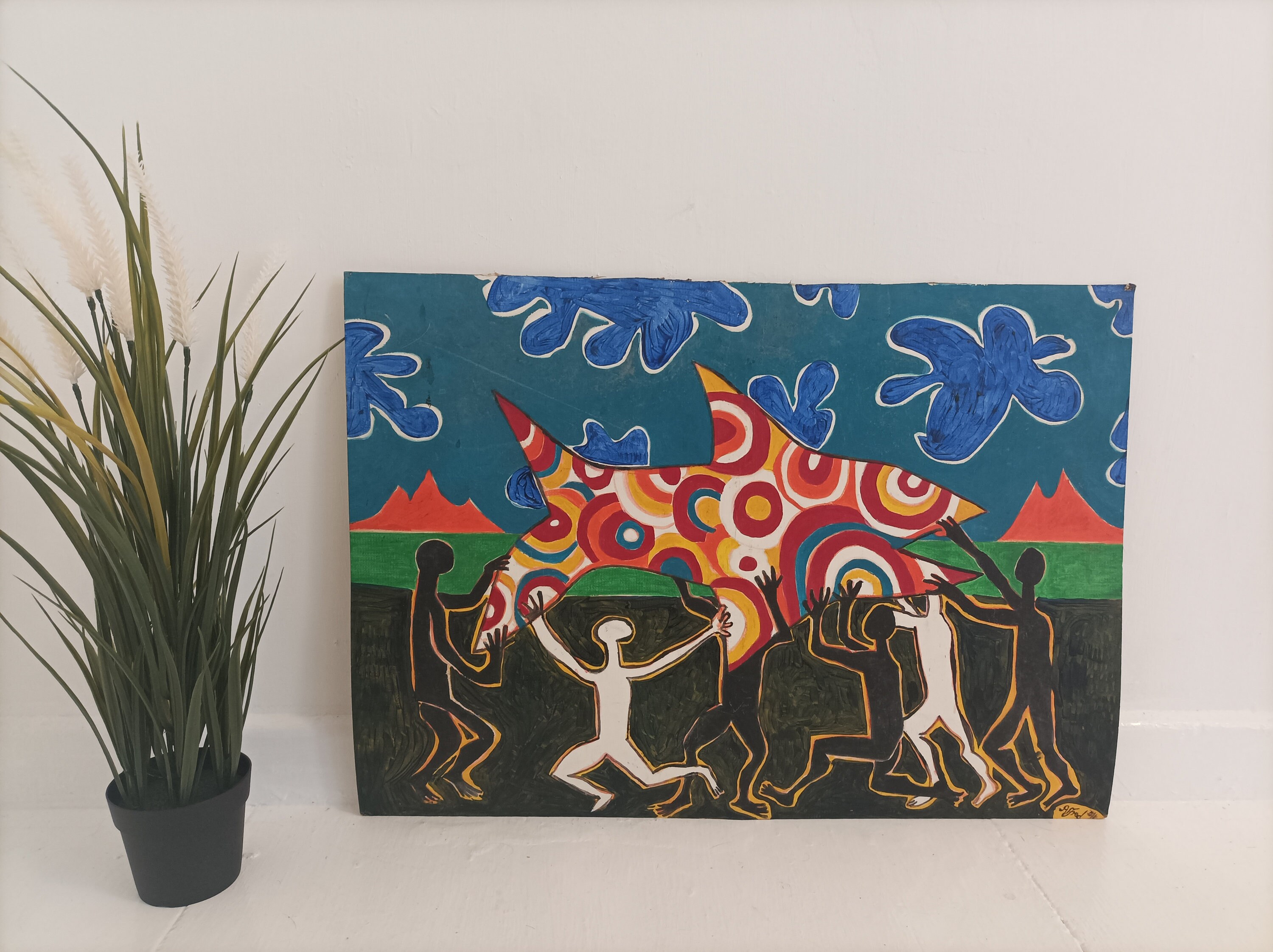 Original Modern Art Cubist Art Picasso Inspired Fish Painting Large ...