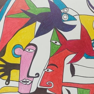 Modern Art Cubist Painting Picasso Inspired Picasso Style Art Brut ...