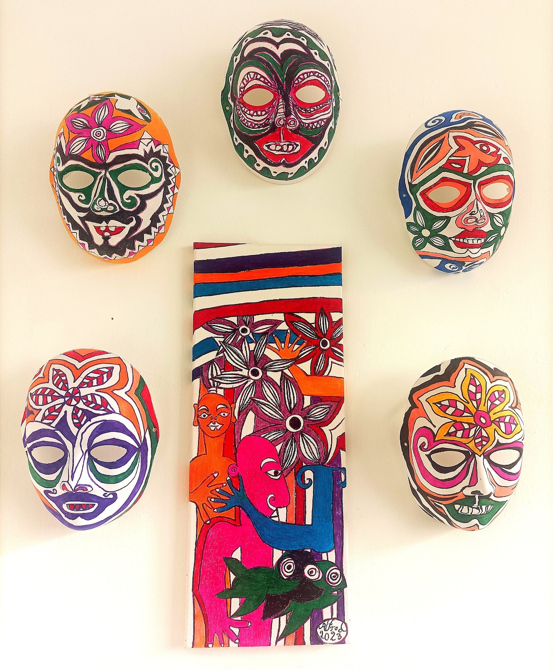 Picasso Style Mask Modern Art Mask Outsider Art Brut Tribal Art ...