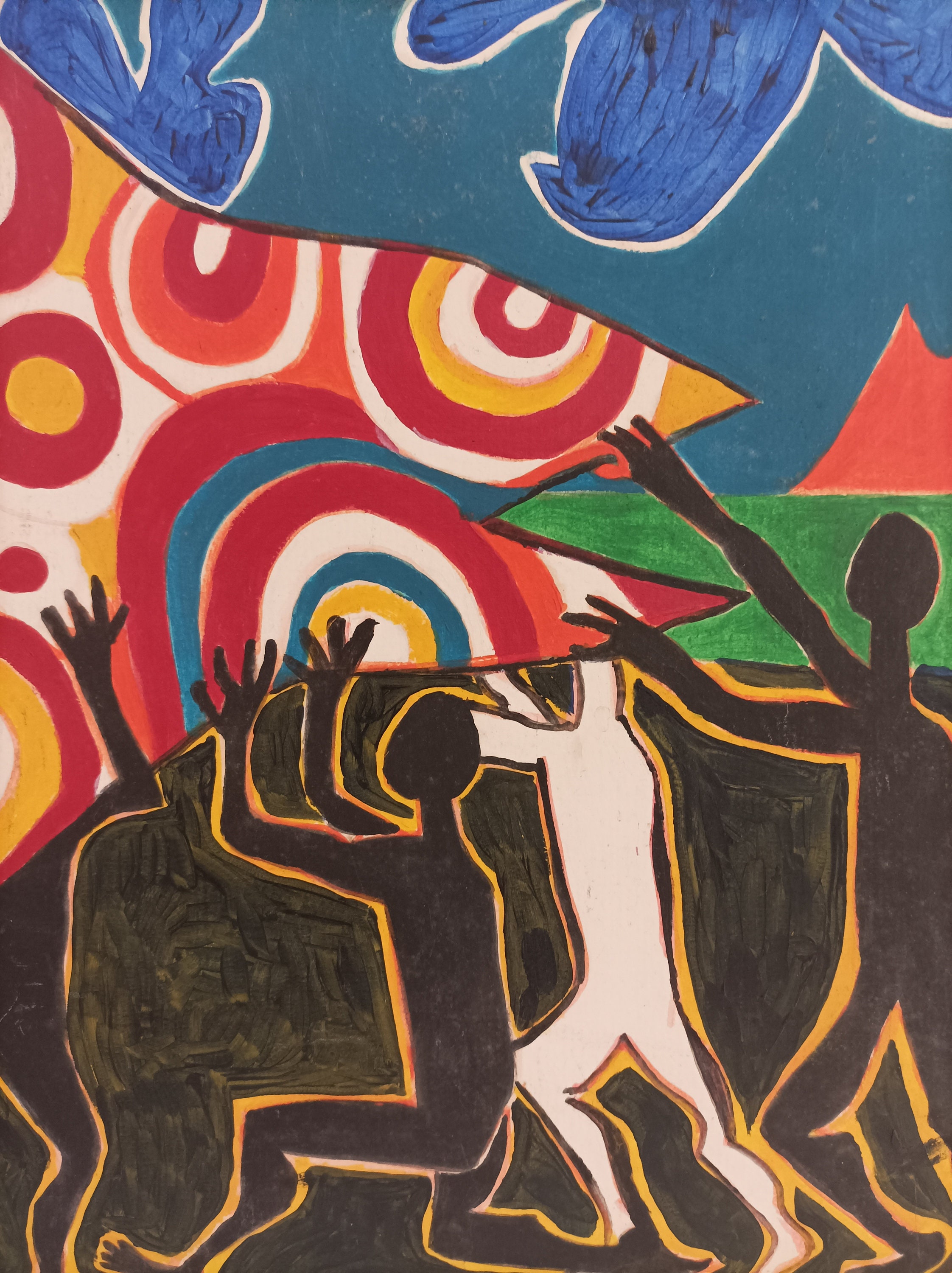 Original Modern Art Cubist Art Picasso Inspired Fish Painting Large ...