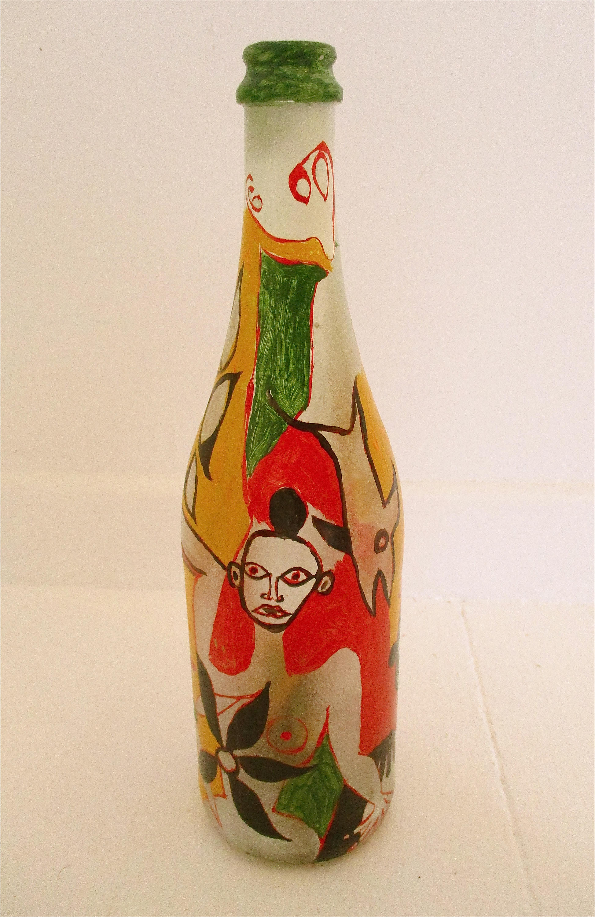 Hand Painted Glass Bottles Original Modern Art,glass Art,painted Glass ...