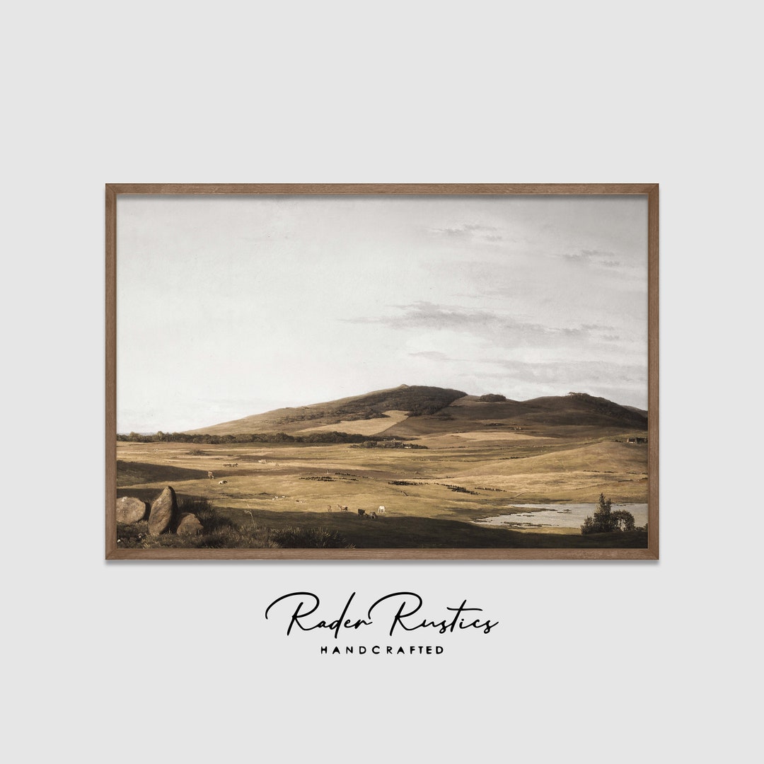 Neutral Hills Landscape Vintage Painting Framed Canvas Print L066 - Etsy