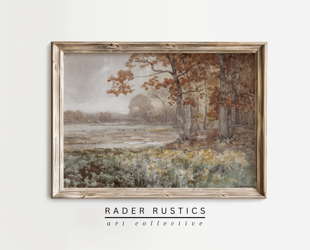 Autumn Landscape Print Fall Foliage Neutral Vintage Art Framed Art and ...
