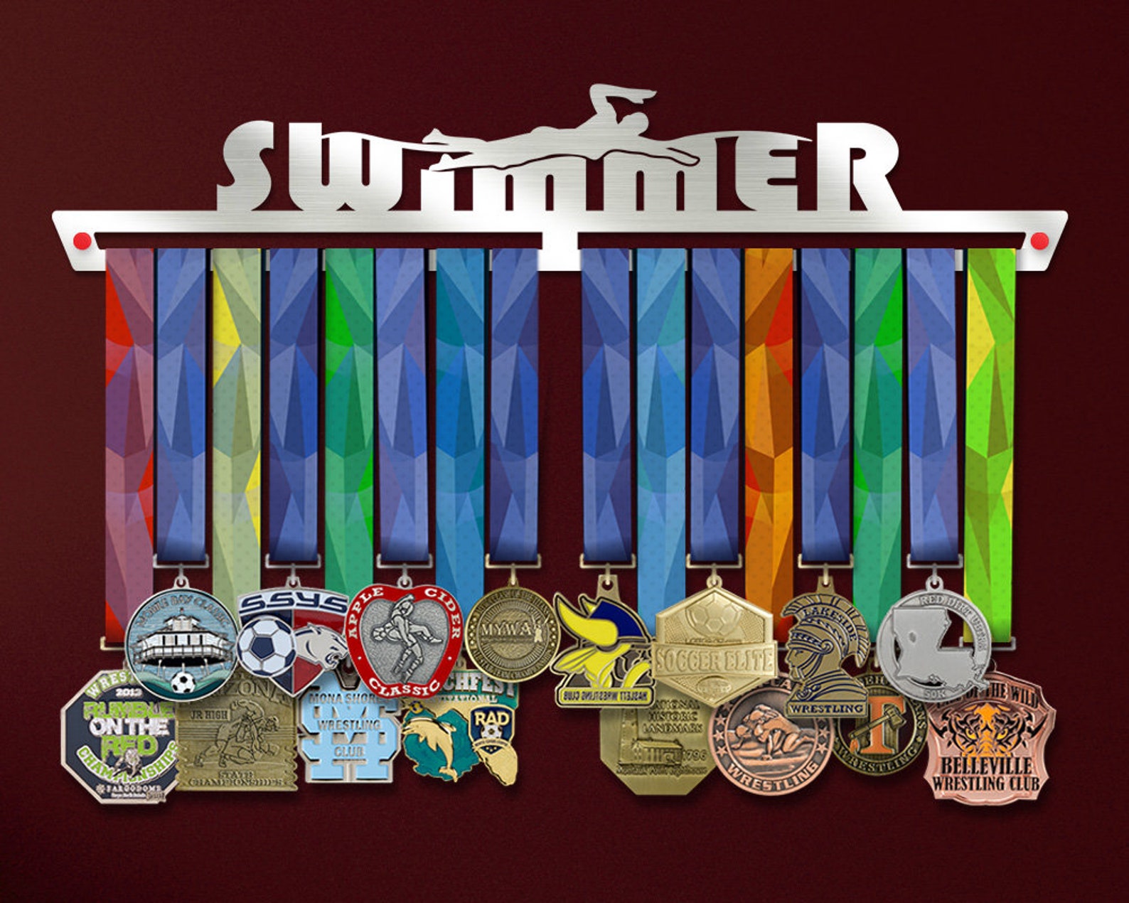 Swimmer Medal Hanger V2, Customized Swim Water Sports Medal Display ...