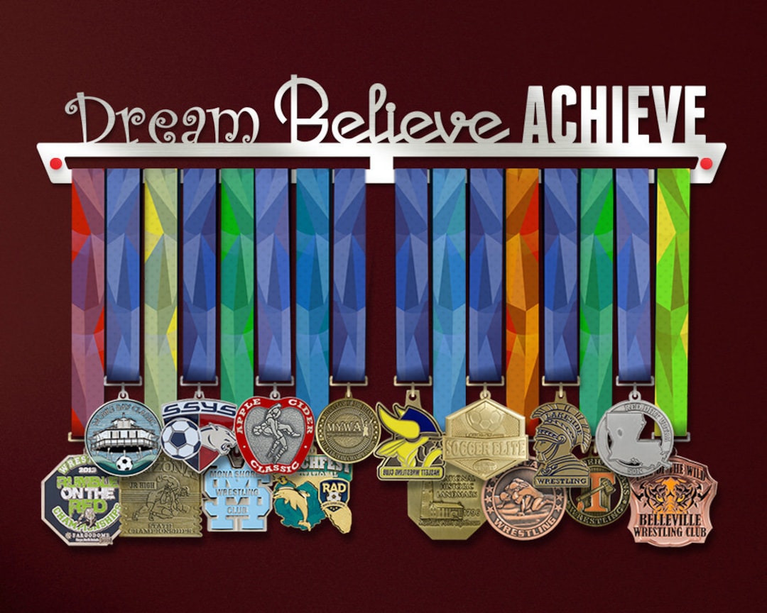 Dream Believe Achieve Medal Hanger, Inspirational Medal Display Holder ...