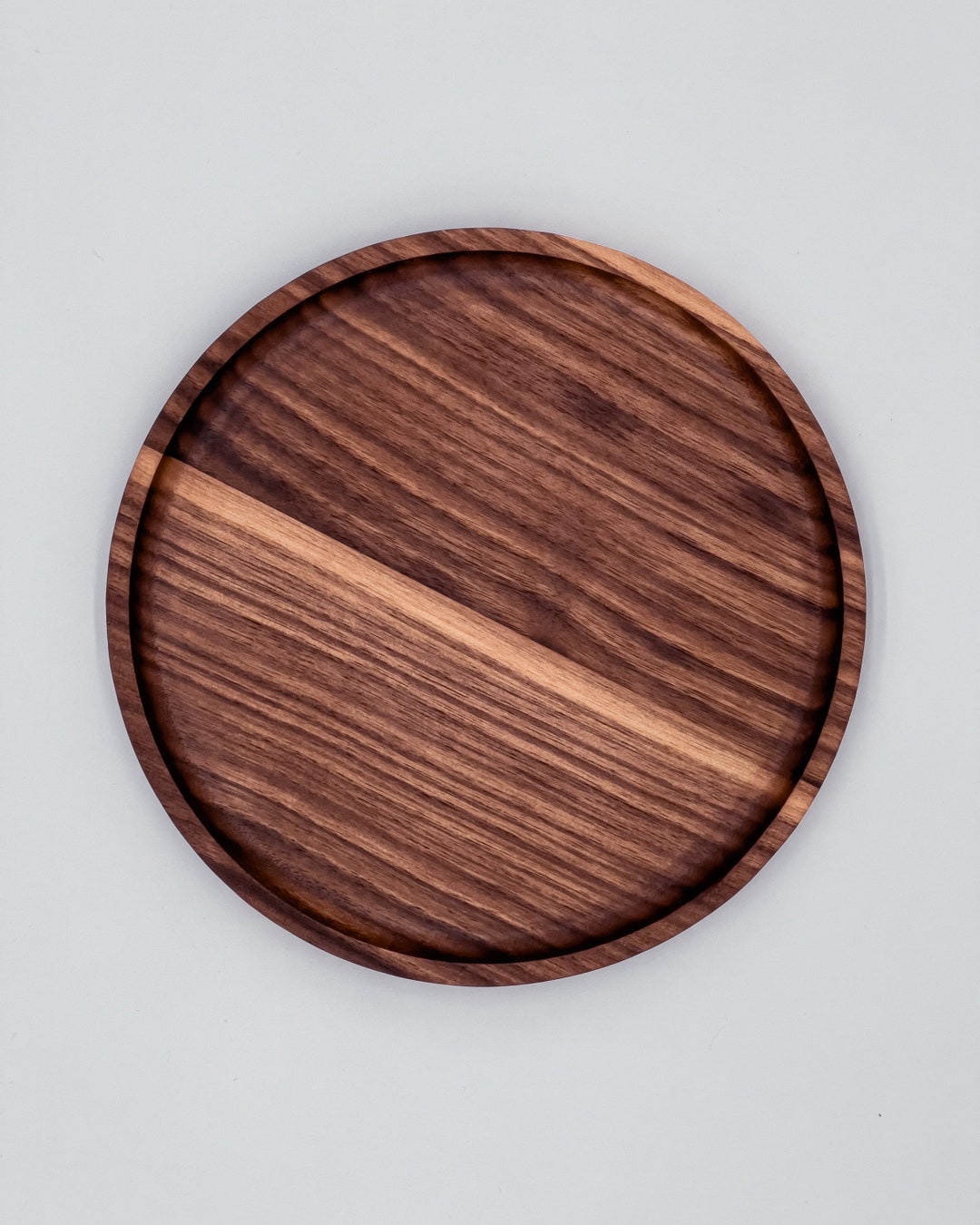 Handcrafted Walnut Wood Round Tray (8") - Etsy