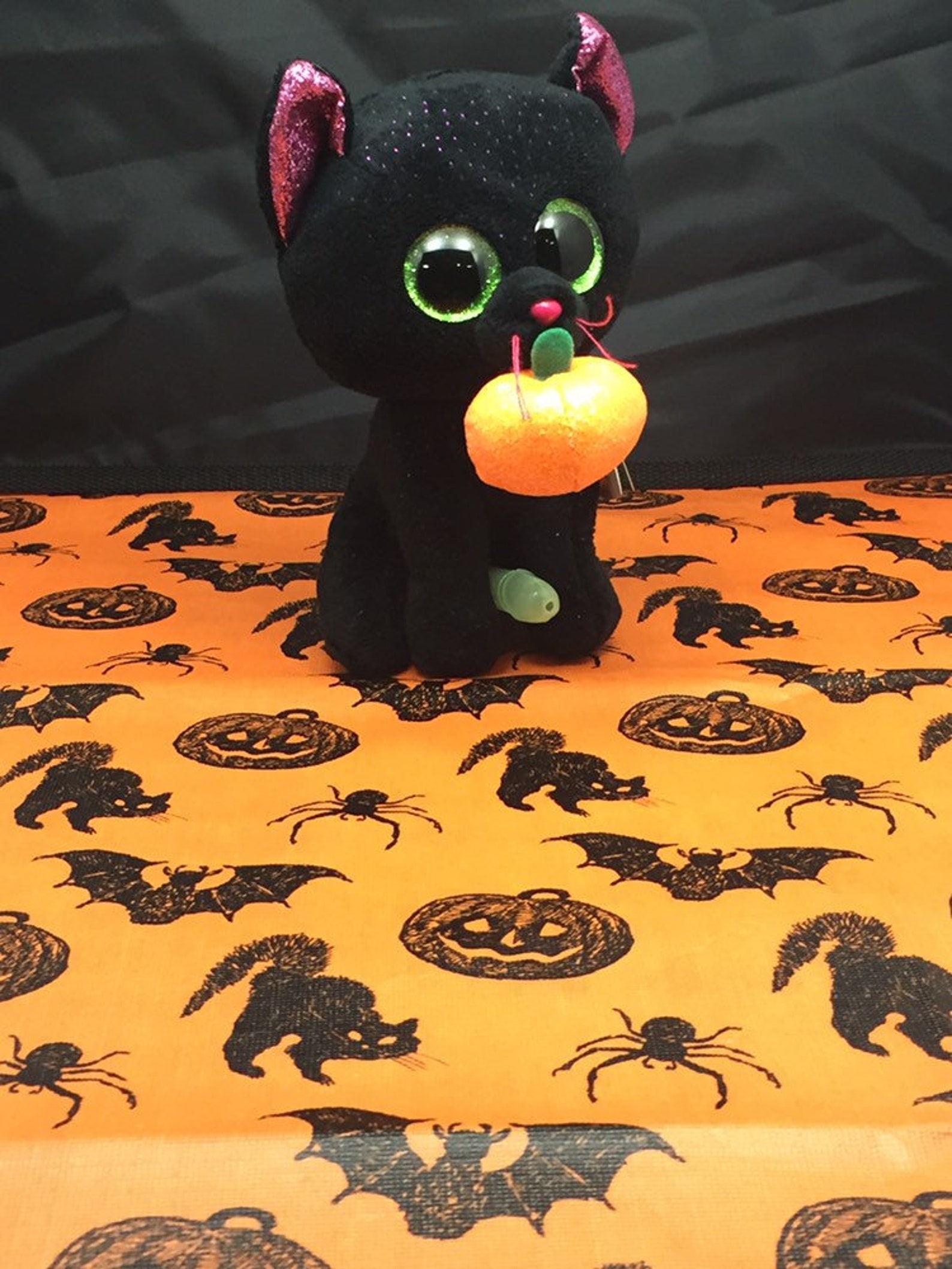 7 Black Halloween Cat Kitten Plush Toy Doll Holding - Etsy Canada