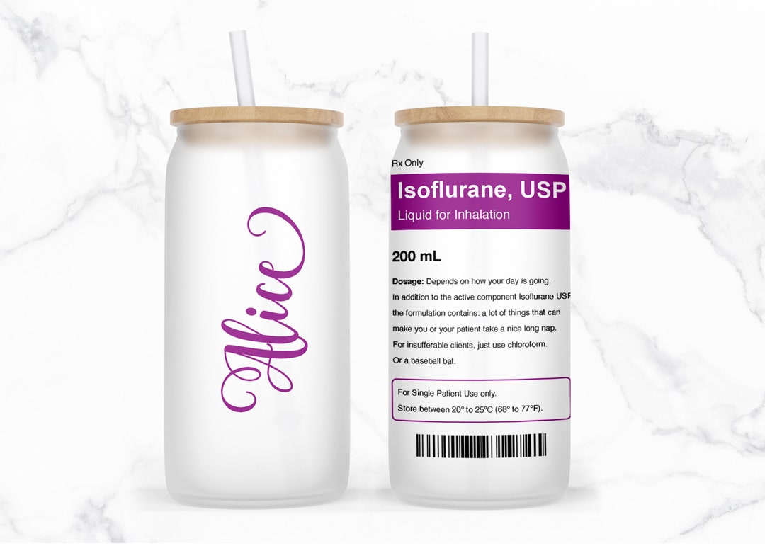 Isoflurane Inspired Glass Cup With Bamboo Lid / 16oz Sublimation Cup ...