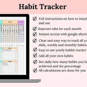 Habit Tracker Google Sheets Template | Daily Habit Tracker | Goal ...