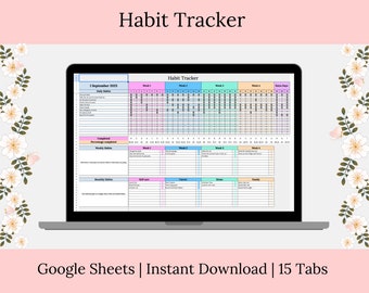 Habit Tracker, Google Sheets Habit Spreadsheet, Daily, Weekly, Monthly ...