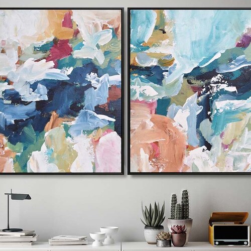 Large Set of 2 Abstract Canvas Art Print Abstract Original - Etsy