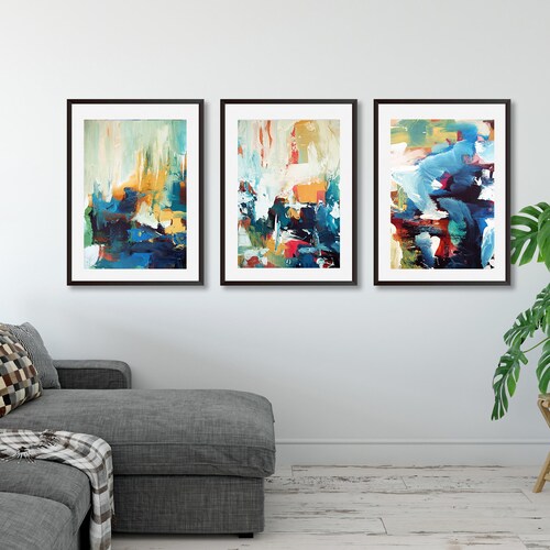 SET OF 3 Framed Art Abstract Print Wall Art Large Wall Art - Etsy UK