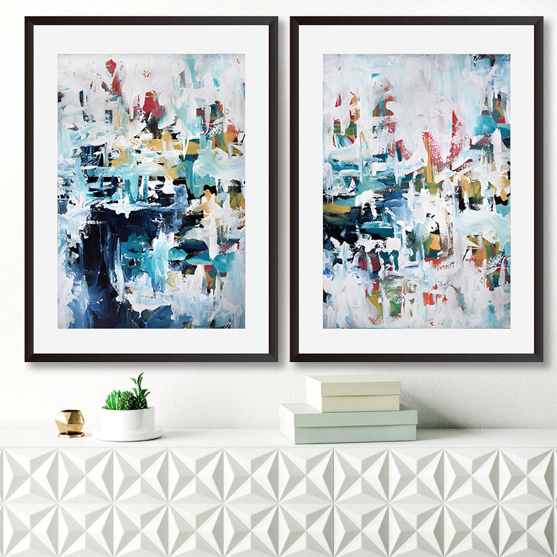 ART PRINT Set Of 2 Framed Art Set Abstract Print Set Large | Etsy
