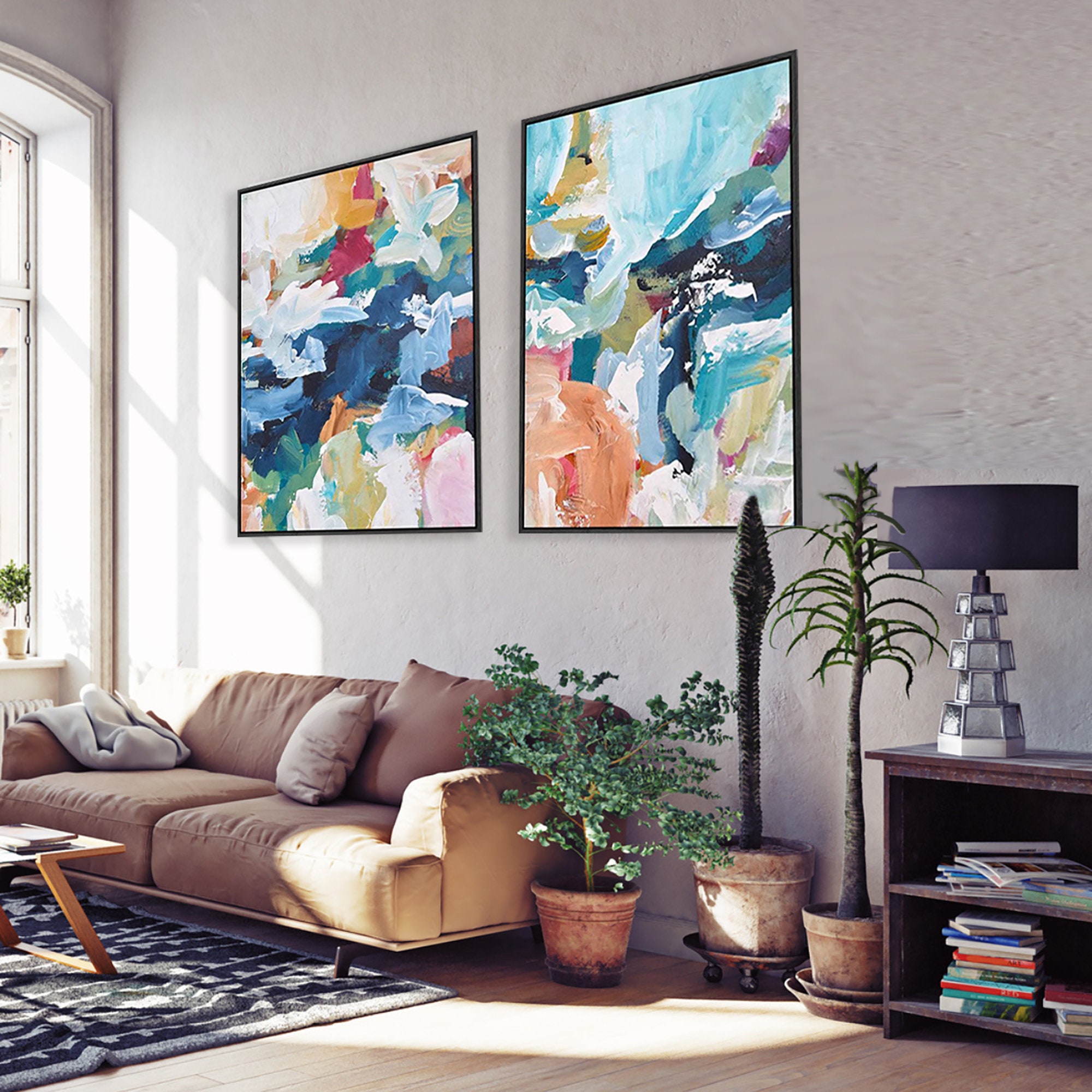 Large Set of 2 Abstract Canvas Art Print Abstract Original - Etsy UK