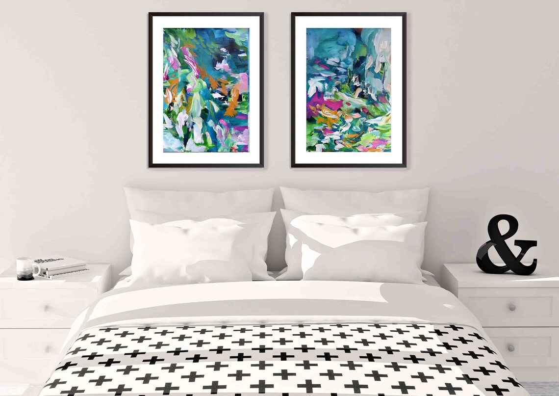 ART PRINT Set Of 2 Canvas Art Abstract Print Set Large Wall | Etsy