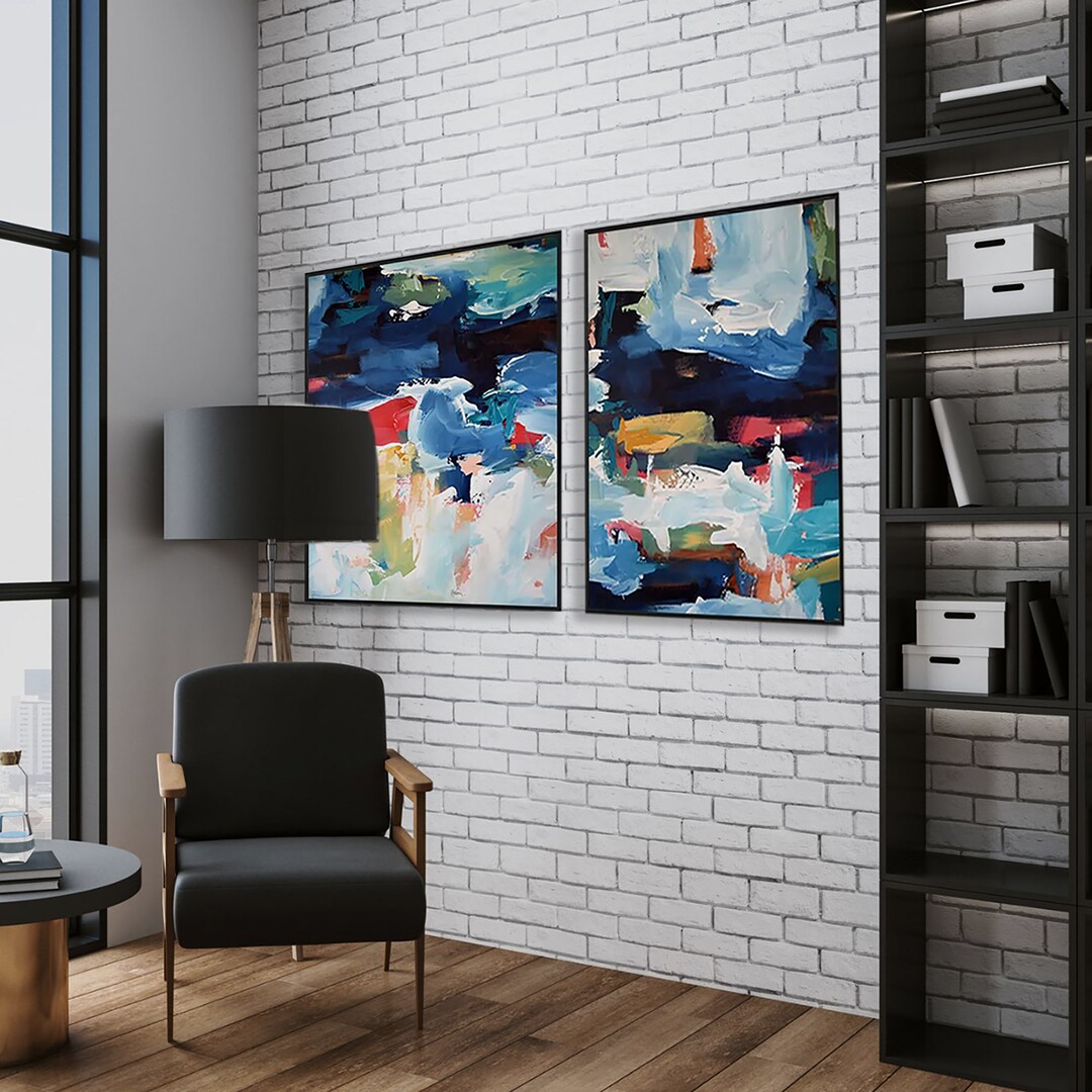 Set of 2 Canvas Paintings. Large Canvas Print. Original Large Wall Art ...
