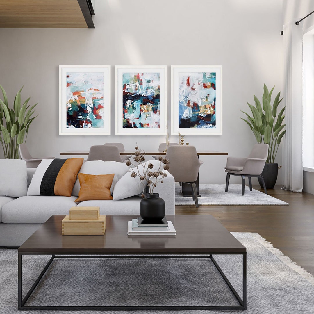 Large Abstract Print Set, Set of Three Prints, Contemporary Art Prints ...