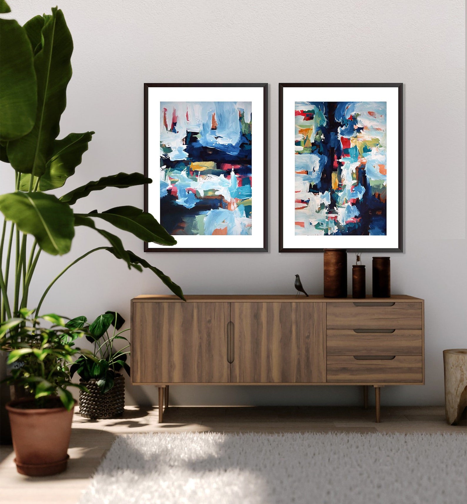 ART PRINT Set of 2 Framed Art Set Abstract Print Set Large - Etsy