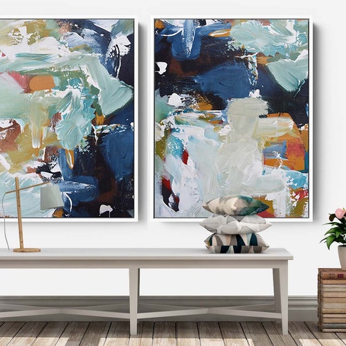 Large Abstract Art From Original Painting Framed Canvas Print | Etsy UK