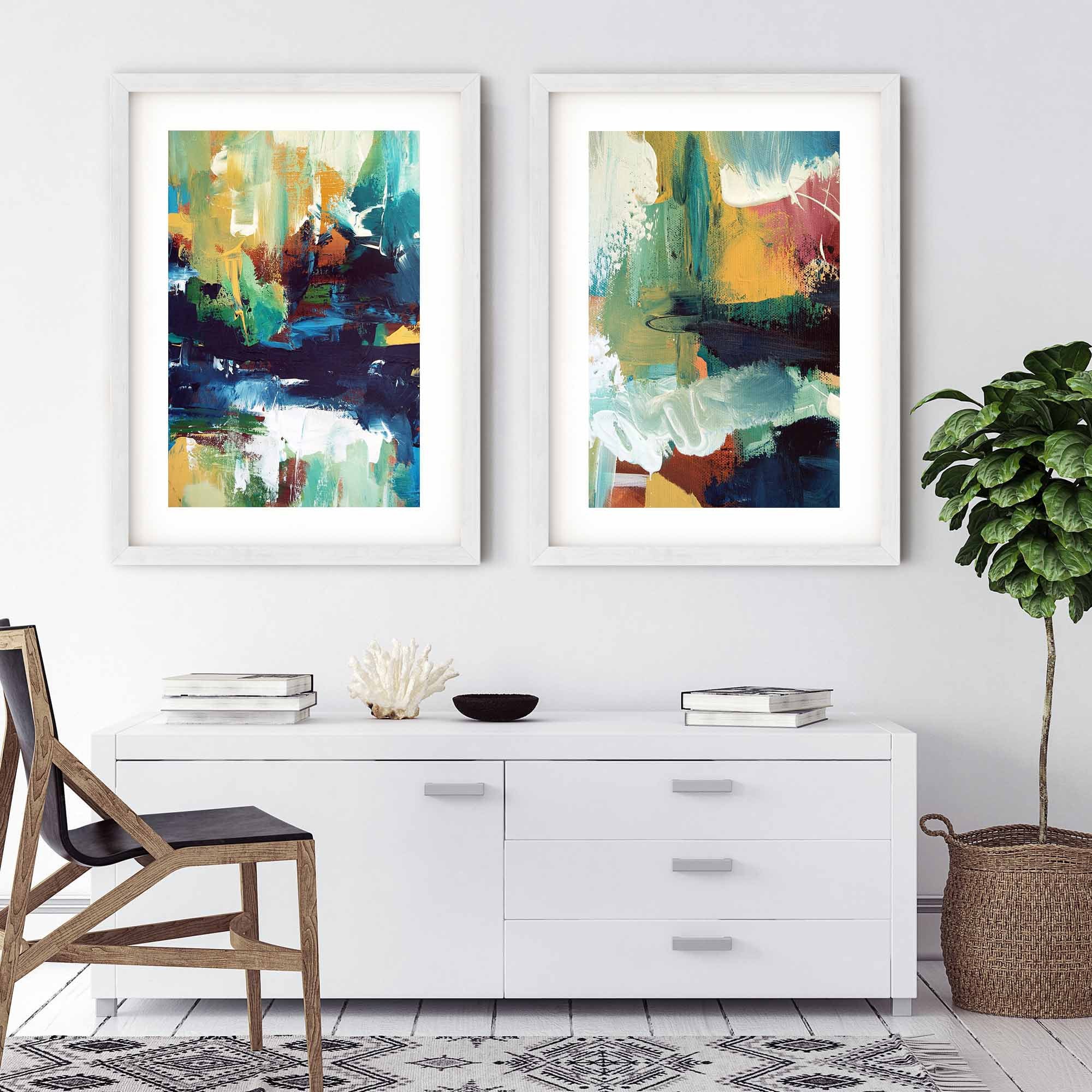 Set of 2 ART Abstract Print Framed Wall Art Large Wall Art | Etsy UK