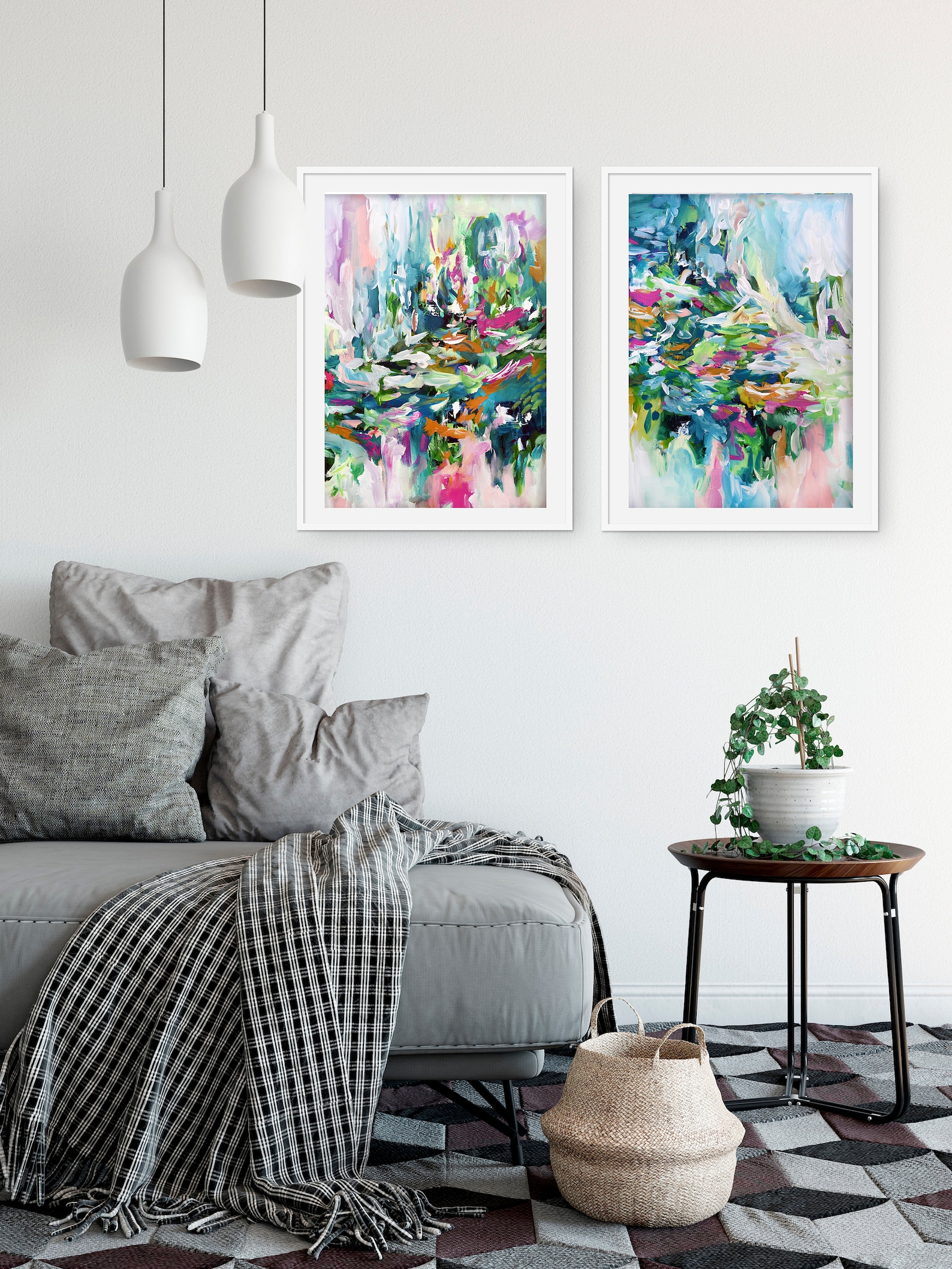 Set of 2 Abstract Art Prints Abstract Print Sets Large Wall - Etsy UK