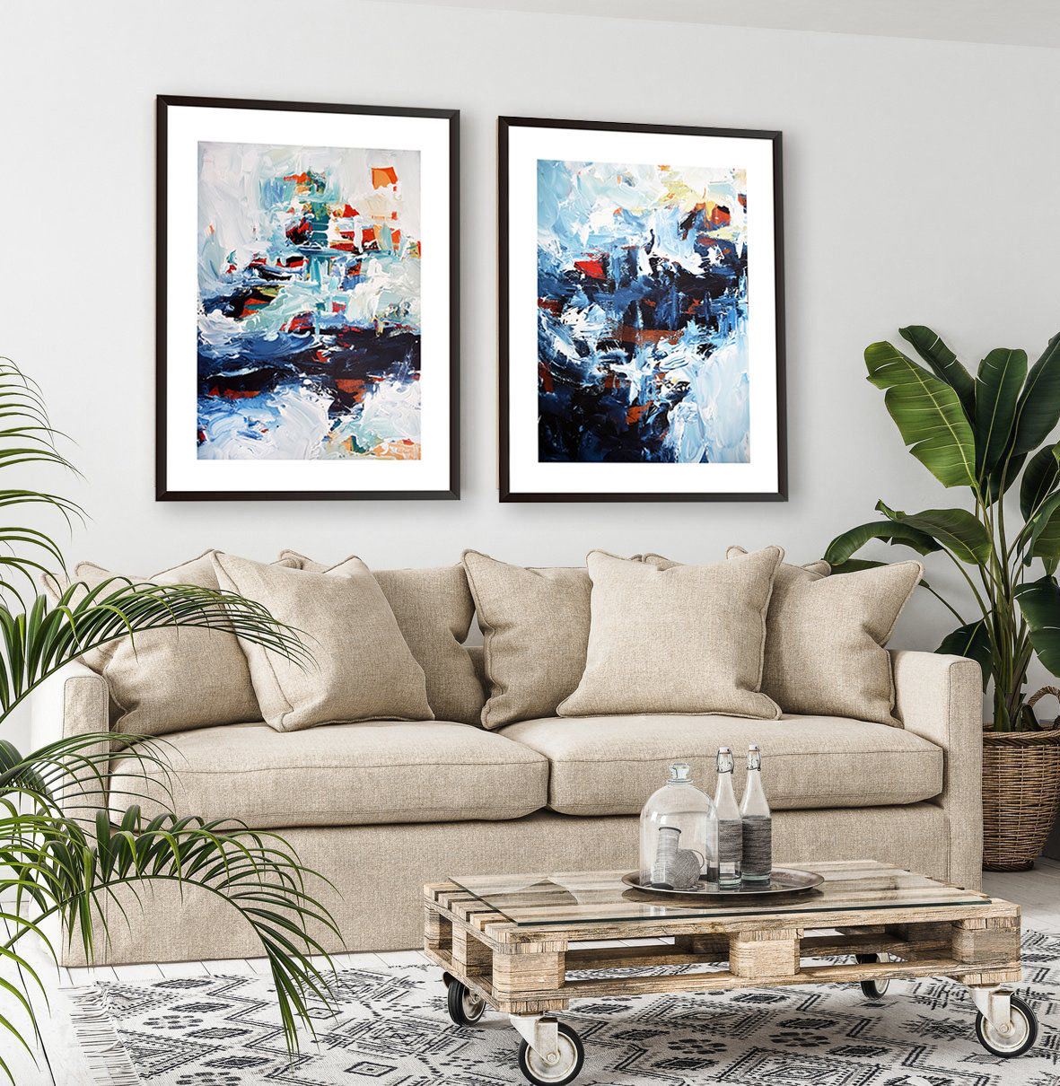 Abstract Print Set. Set of 2 Wall Art Prints. Framed Poster Prints ...