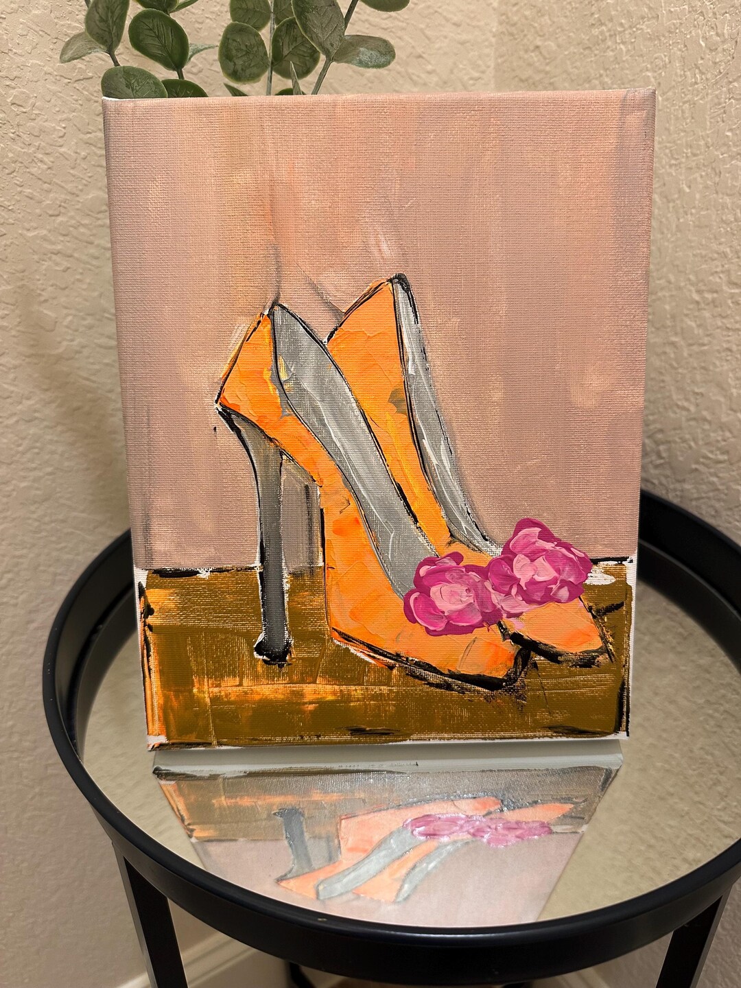 Abstract Fashion Art, Abstract High Heels, 8x10” Canvas Painting, Pink ...
