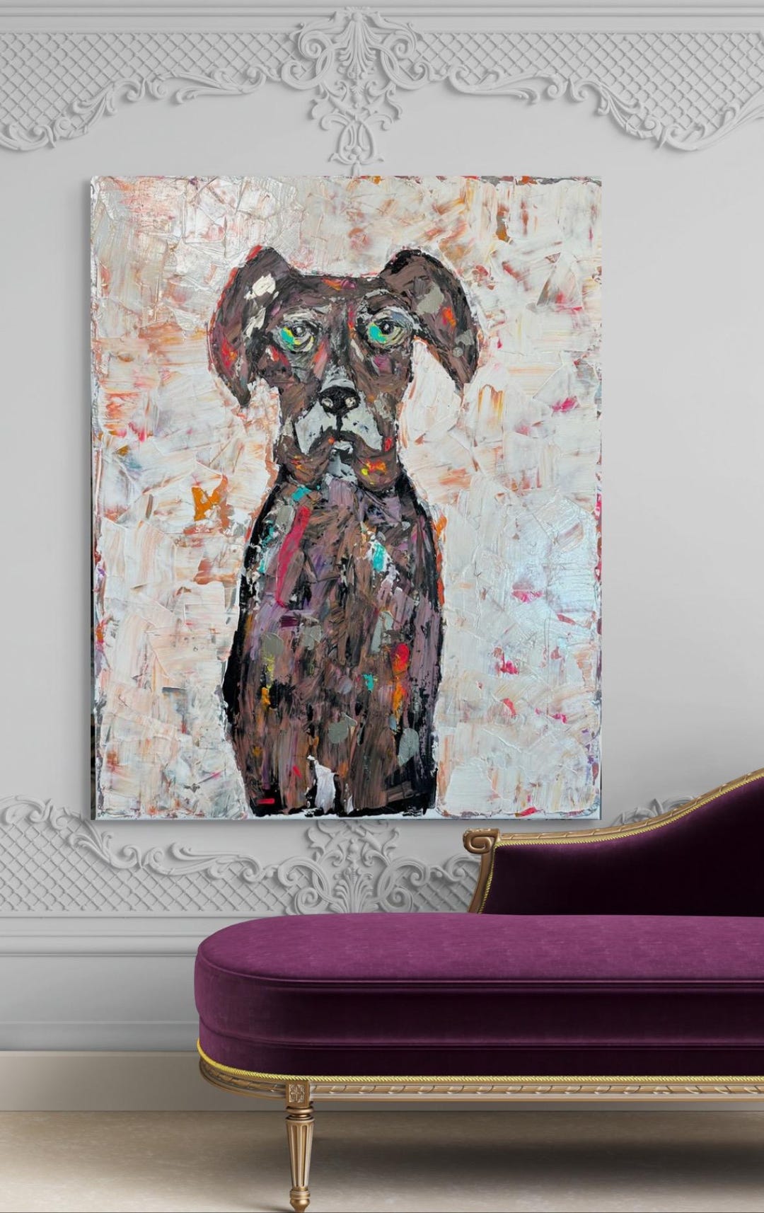 Dog Art, Abstract Pet Portrait, Abstract Dog Painting, 24x30” Canvas ...
