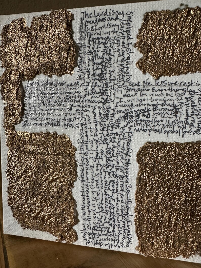 Abstract Cross Art , Gold , Scripture Art Religious Artwork, 6x6 ...