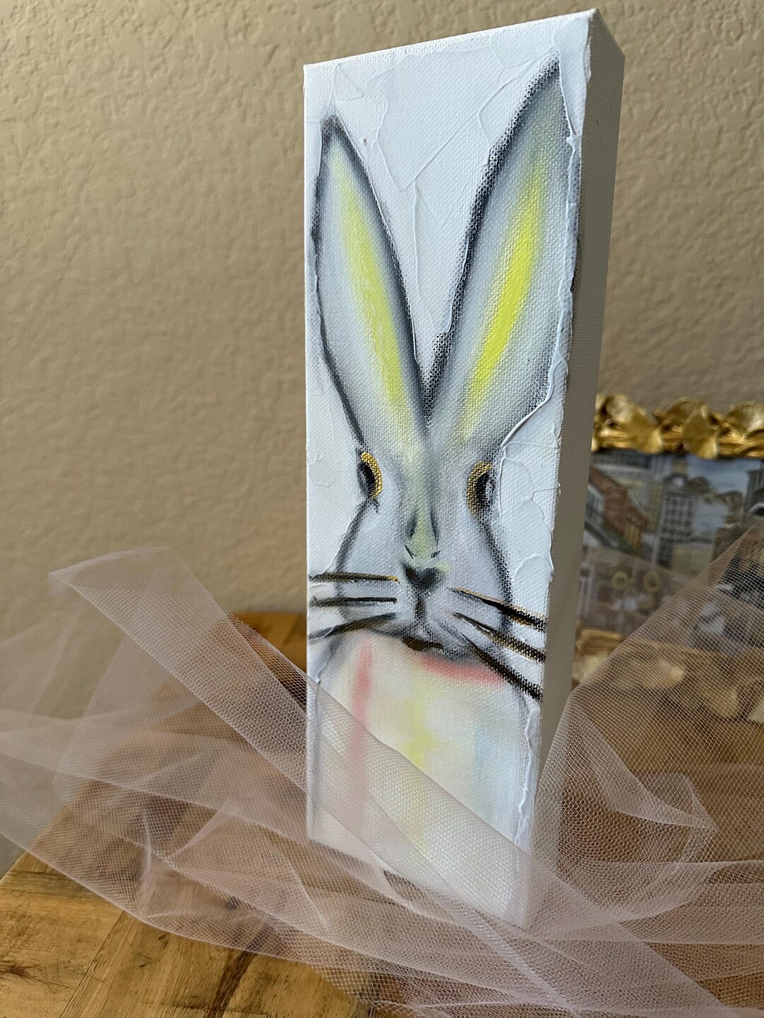Abstract Modern Bunny Art, Easter Decor, Abstract Easter Artwork, 4x12 ...