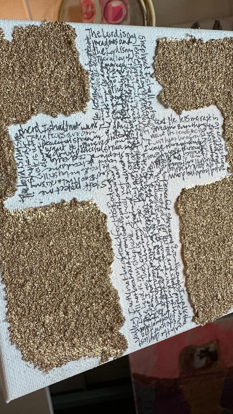 Abstract Cross Art , Gold , Scripture Art Religious Artwork, 6x6 ...