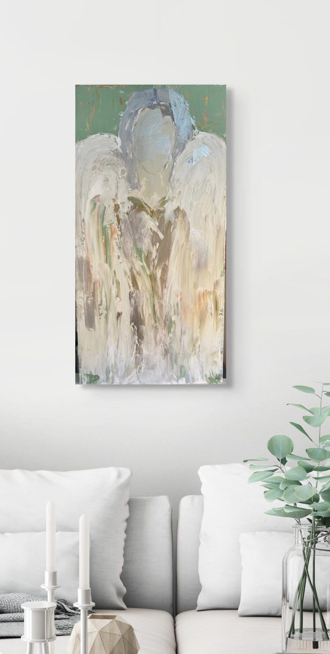 Angel Artwork, Abstract Angel Painting , 24x12” Canvas Art, Home Decor ...