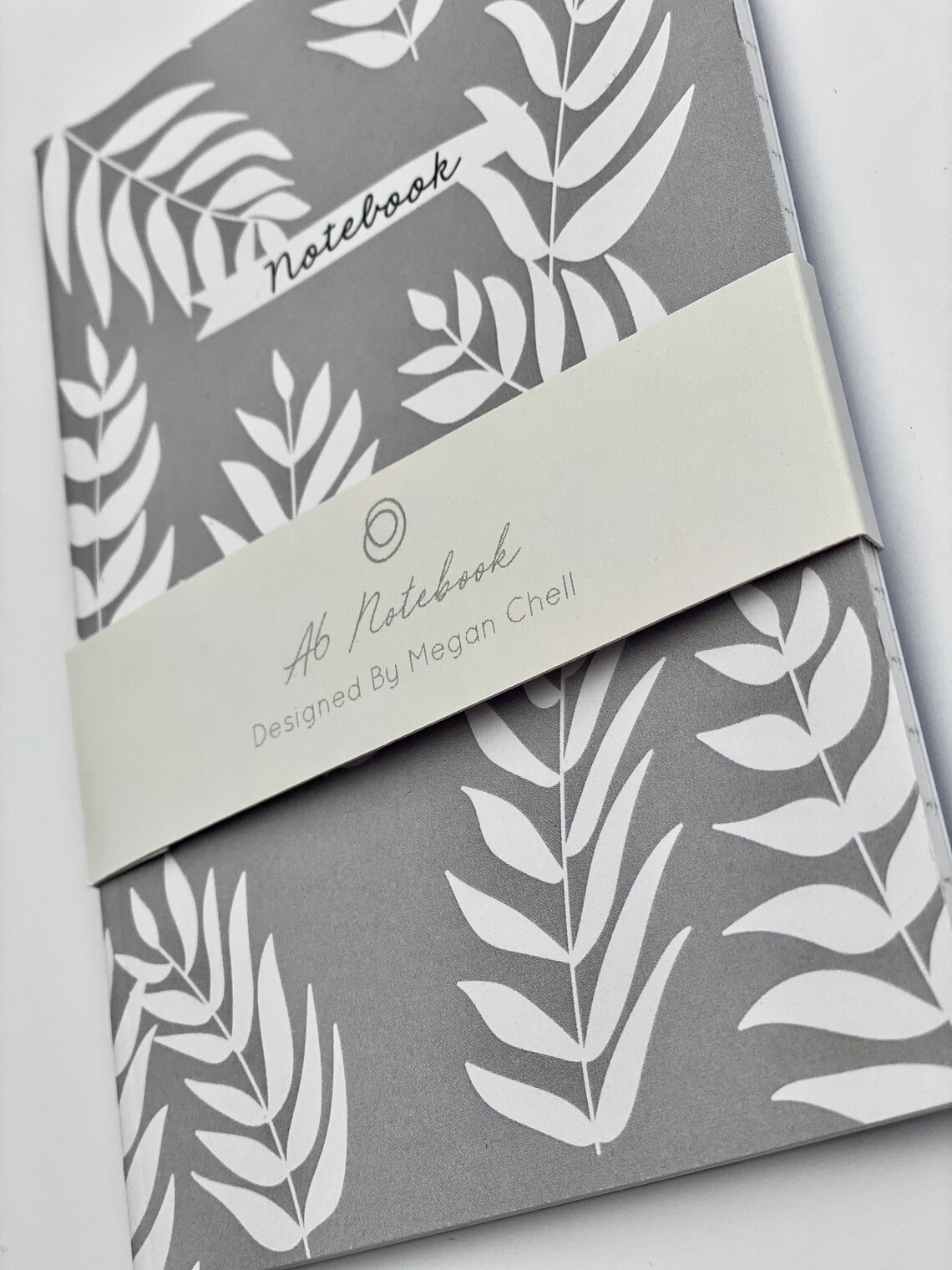 A6 Notebook Small Grey Leaf Print Grey Notebook Pocket Size - Etsy