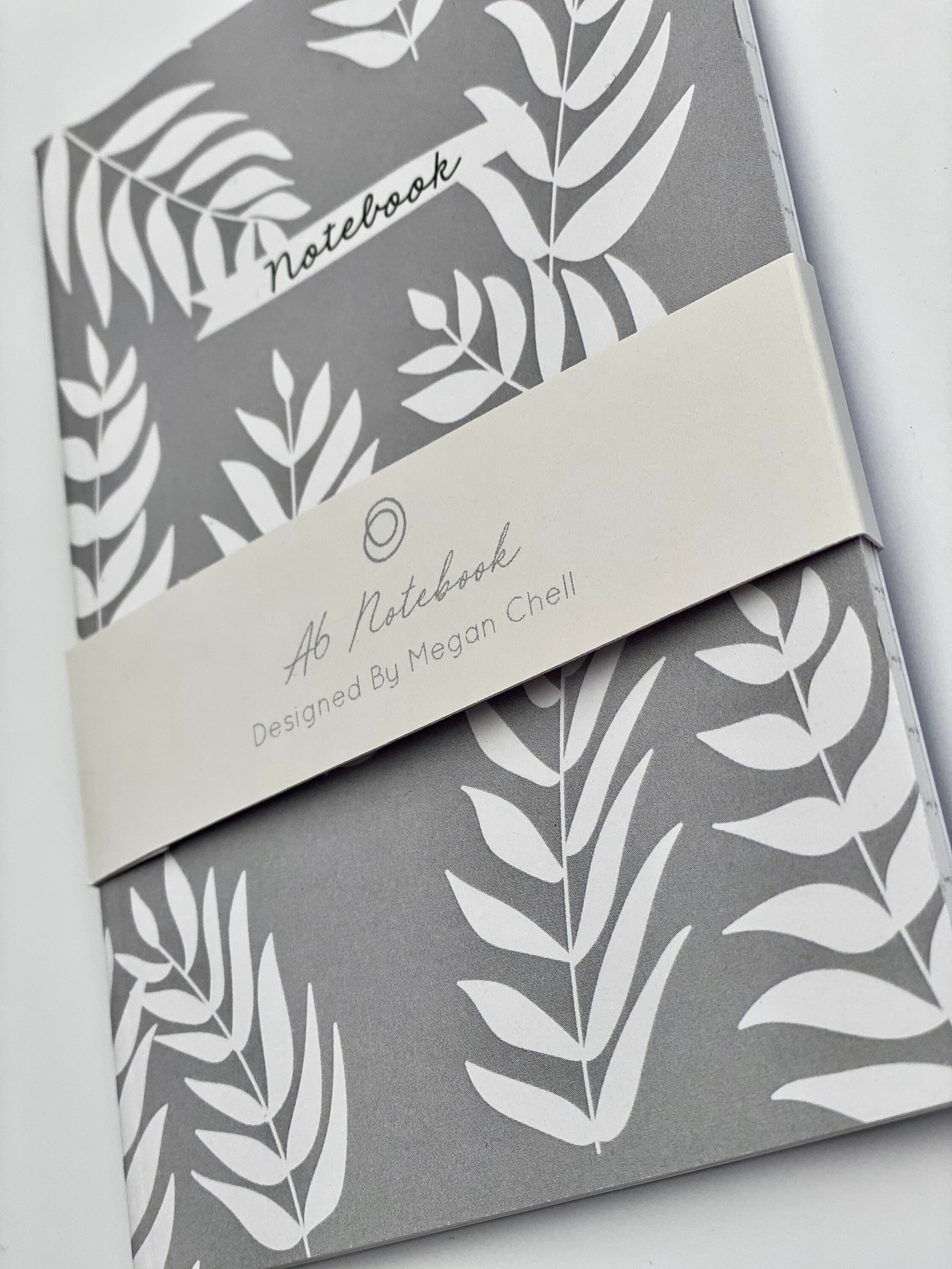 A6 Notebook Small Grey Leaf Print Grey Notebook Pocket Size - Etsy