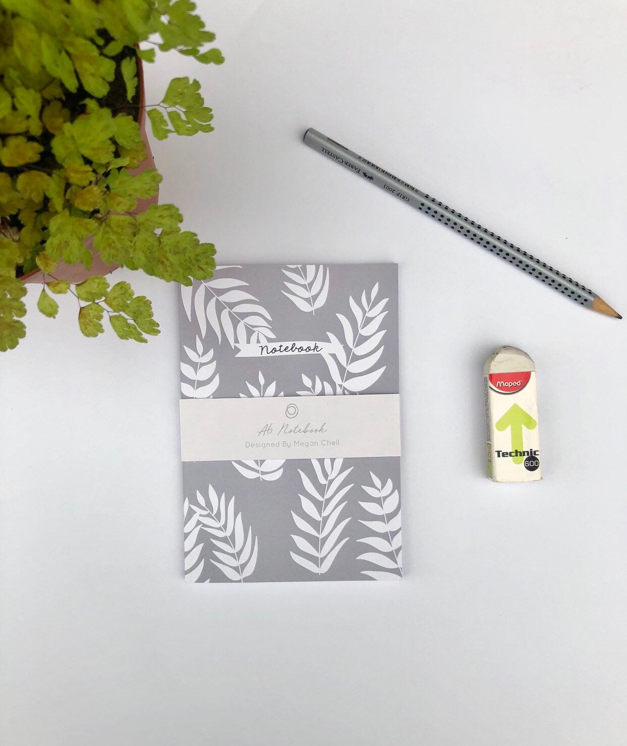 A6 Notebook Small Grey Leaf Print Grey Notebook Pocket Size - Etsy