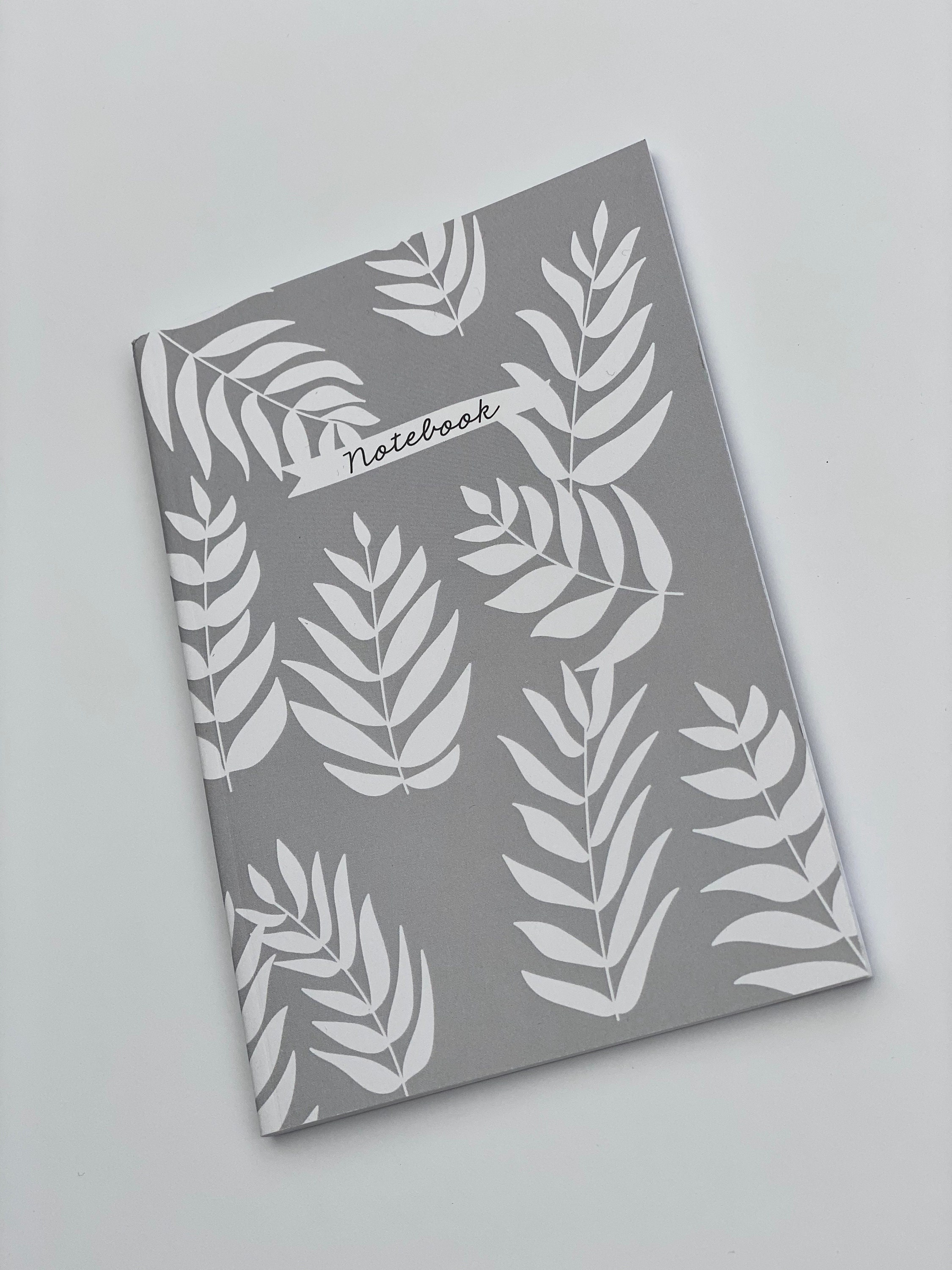 A6 Notebook Small Grey Leaf Print Grey Notebook Pocket Size - Etsy