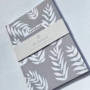 A6 Notebook Small Grey Leaf Print Grey Notebook Pocket Size - Etsy