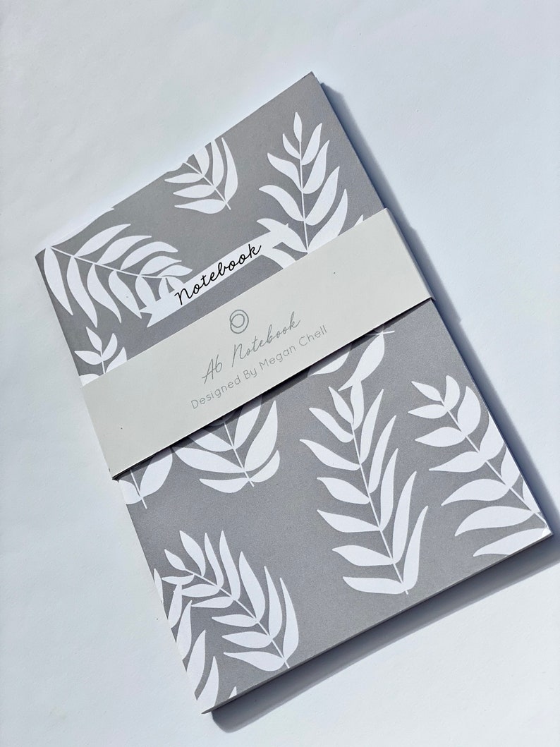 A6 Notebook Small Grey Leaf Print Grey Notebook Pocket Size - Etsy