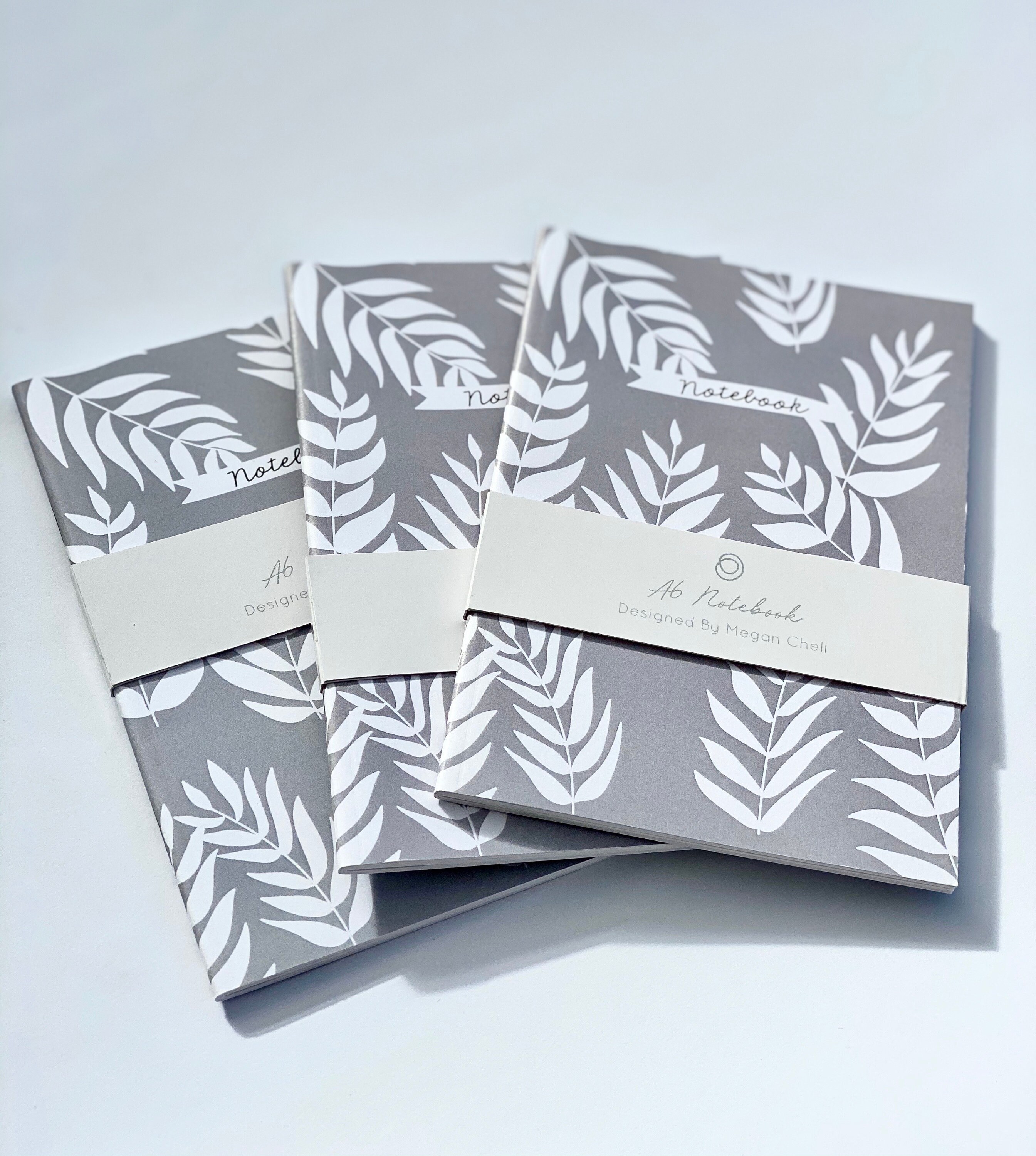 A6 Notebook Small Grey Leaf Print Grey Notebook Pocket Size - Etsy